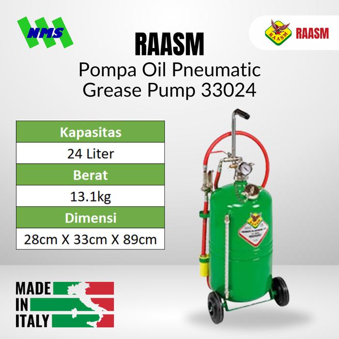 Jual Pneumatic Grease Pump RAASM 33024 24 Liter Air Oil Lubricator Wheel Mounted Mesin Pompa ...