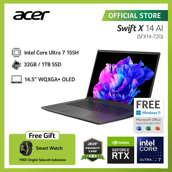 Promo Acer Swift X 14 With AI SFX14-72G-79PY 14.5" OLED Intel Core Ultra 7 155H NVIDIA GeForce ...