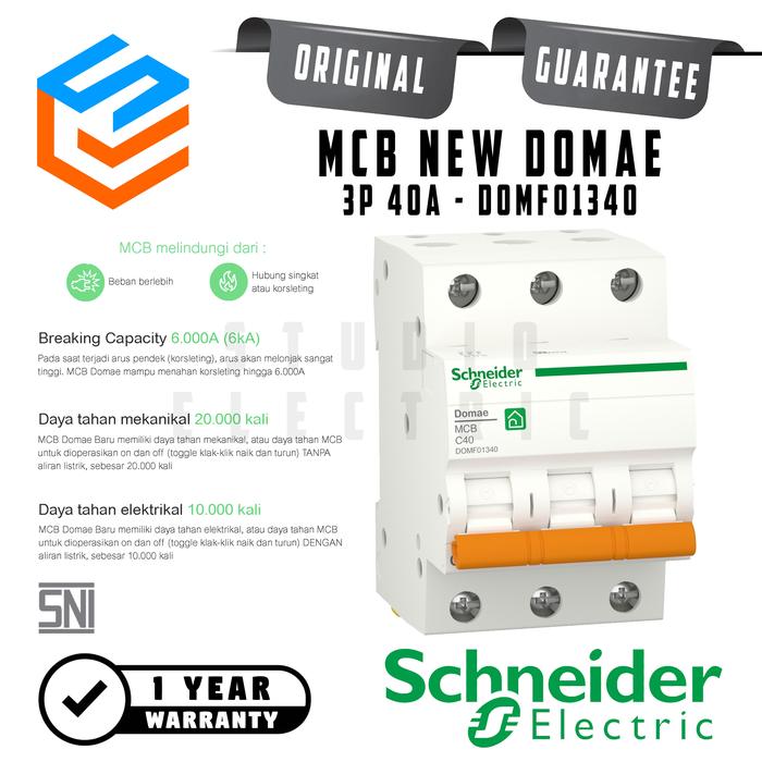 Jual Schneider MCB New Domae 3P 40A 6kA SNI - 3 Phase 40 Ampere ...