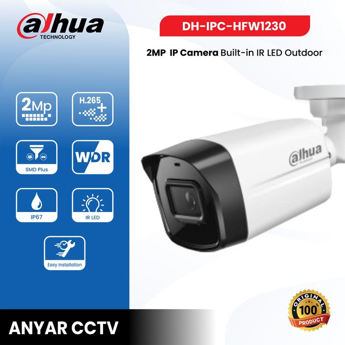 Promo DAHUA DH-IPC-HFW1230 IP Camera Dahua 2MP Built-in IR LED Outdoor ...