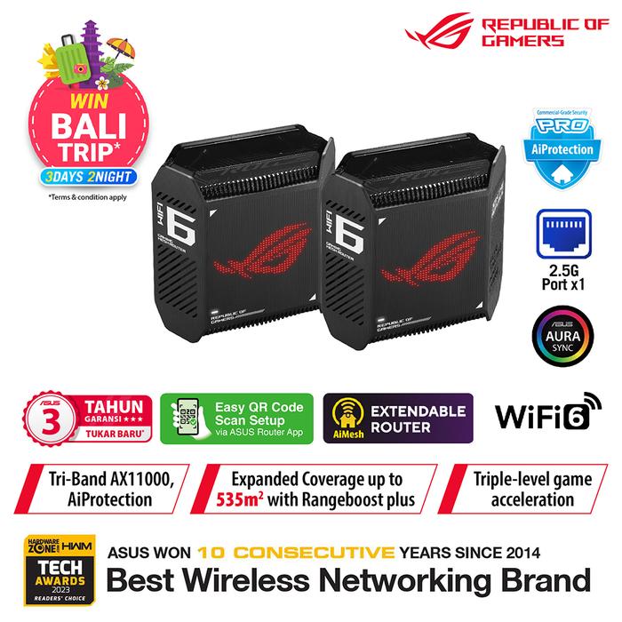 Jual ASUS ROG Rapture GT6 Gaming Mesh System / Router Gaming Asus ROG ...