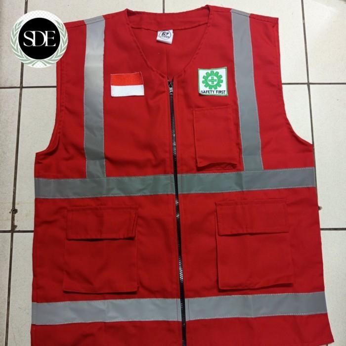 Jual Rompi Safety / Rompi Proyek BAhan Drill + Logo Warna Merah ...