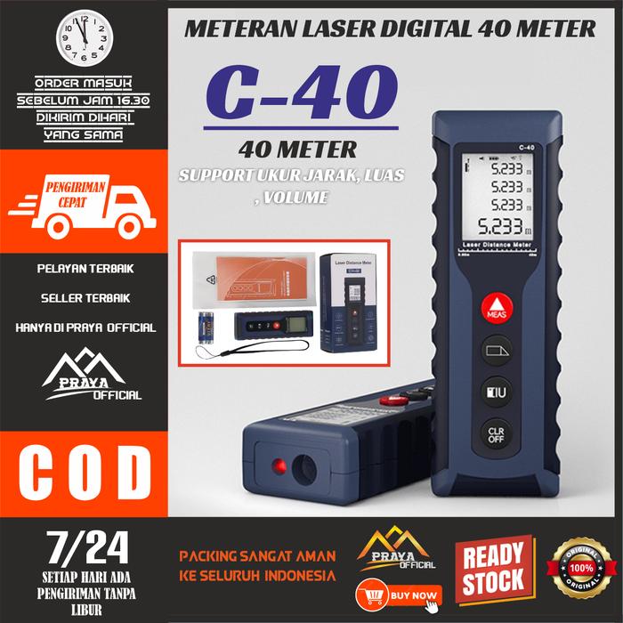 Jual 40m laser distance meter / meteran laser PRAYATECH 40 meter ...