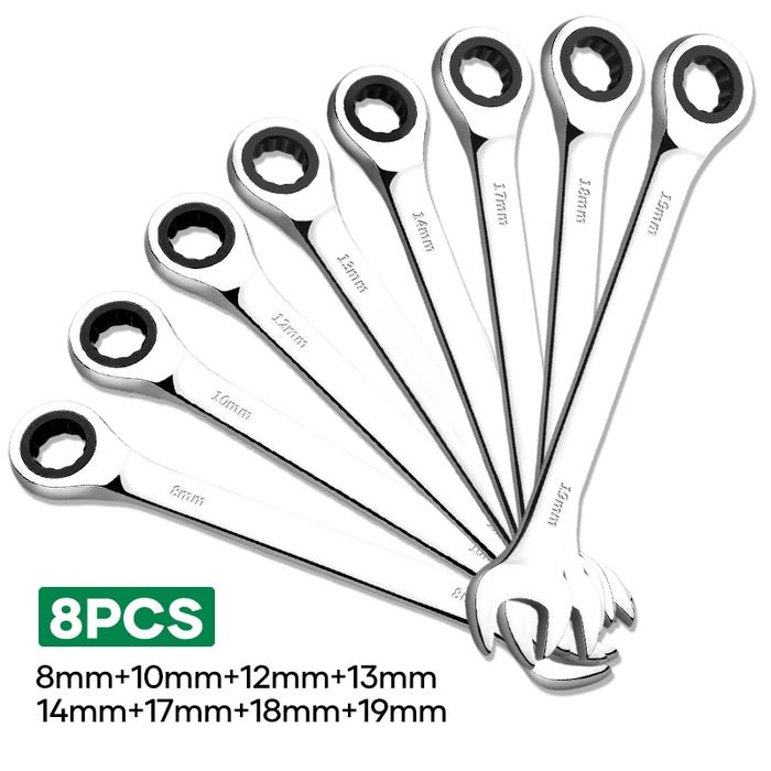 Promo ISKU kunci ring pas rachet 8 10 12 13 14 17 18 19mm Besi tahan karat Bahan/ratchet wrench ...