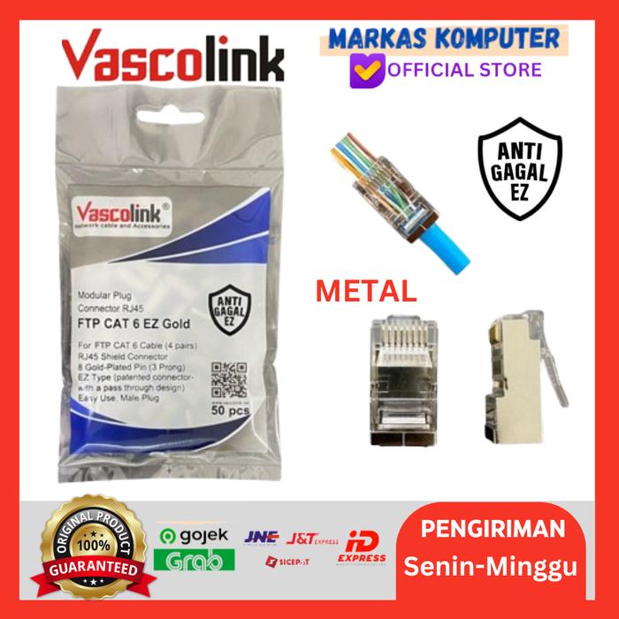 Jual Konektor RJ45 Vascolink UTP Cat6 Gold EZ LITE Anti Gagal Cat6 ...