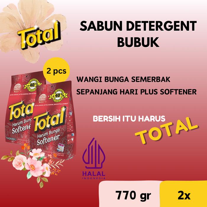 Promo [TWINPACK] Sabun Detergent Bubuk Total Harum Bunga Softener 770gr ...