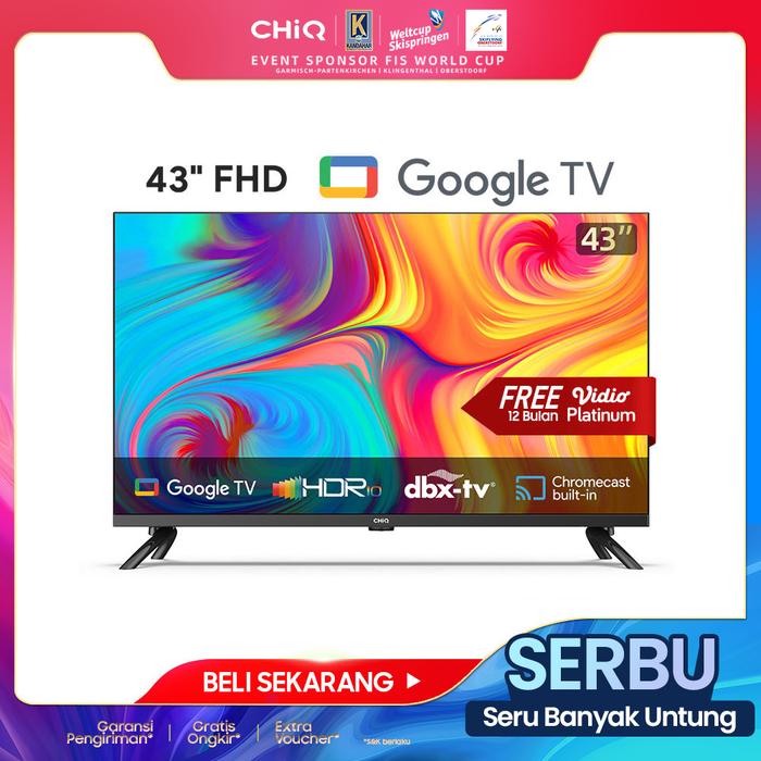 Promo Google TV CHiQ 43 inch Smart TV FHD Youtube Digital TV (L43G7P ...