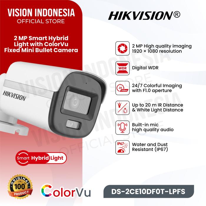 Jual HIKVISION DS-2CE10DF0T-LPFS - 2MP Smart Hybrid Light Colorvu Audio ...