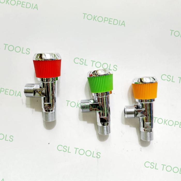 Jual Stop Kran Air Single PVC Chrome Warna 1/2 inch / Stop Kran Single ...