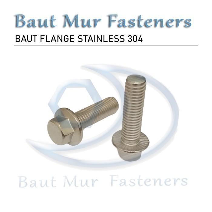 Jual Hex Flange Bolt M10 X 30MM Stainless 304 / Baut Flange SUS 304 ...