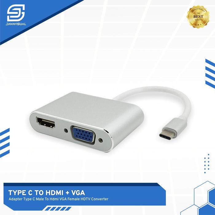 Jual Adapter Converter 2 IN 1 USB Type C to HDMI VGA UltraHD - Kota ...