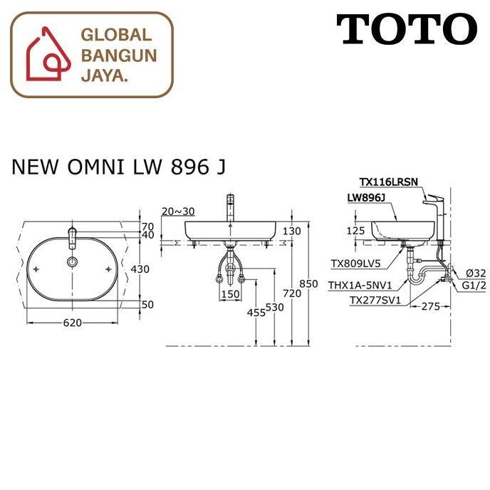 Jual WASTAFEL MEJA OVAL TOTO LW896J (BODY ONLY) / WASHTAFEL CUCI TANGAN ...
