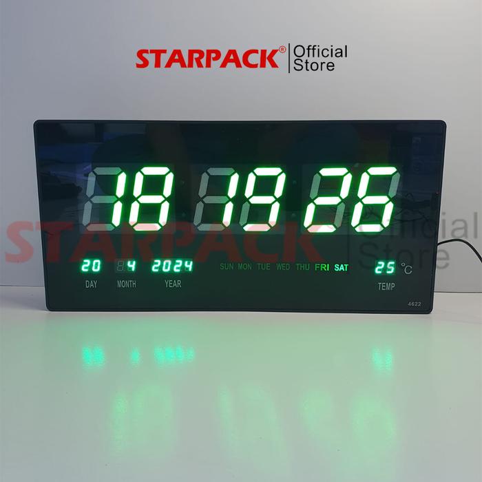 Jual Jam Dinding Digital LED Clock Jumbo 4622 - Hijau / Putih - Putih ...