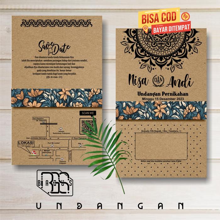 Jual Undangan pernikahan khitanan sabuk bunga unik simpel bisa pakai ...