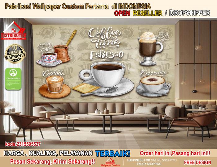 Jual Wallpaper Dinding Custom 3D Tema Coffee | Coffee Shop | Cafe ...