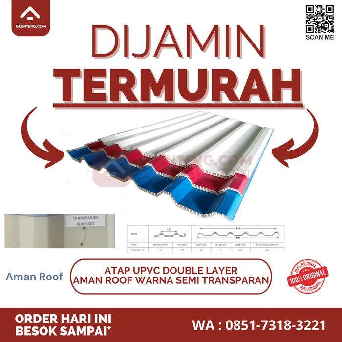 Jual Atap Upvc Double Layer Aman Roof Warna Semi Transparan TERMURAH ...