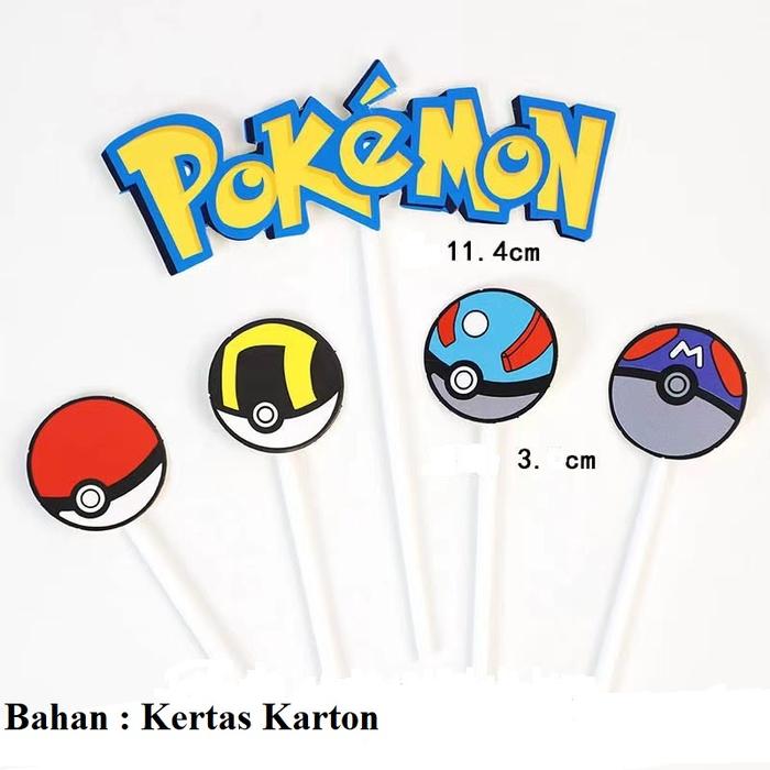 Jual Cake Topper Pokemon Ekonomis Bahan Karton Isi 7's / Dekorasi Cake ...