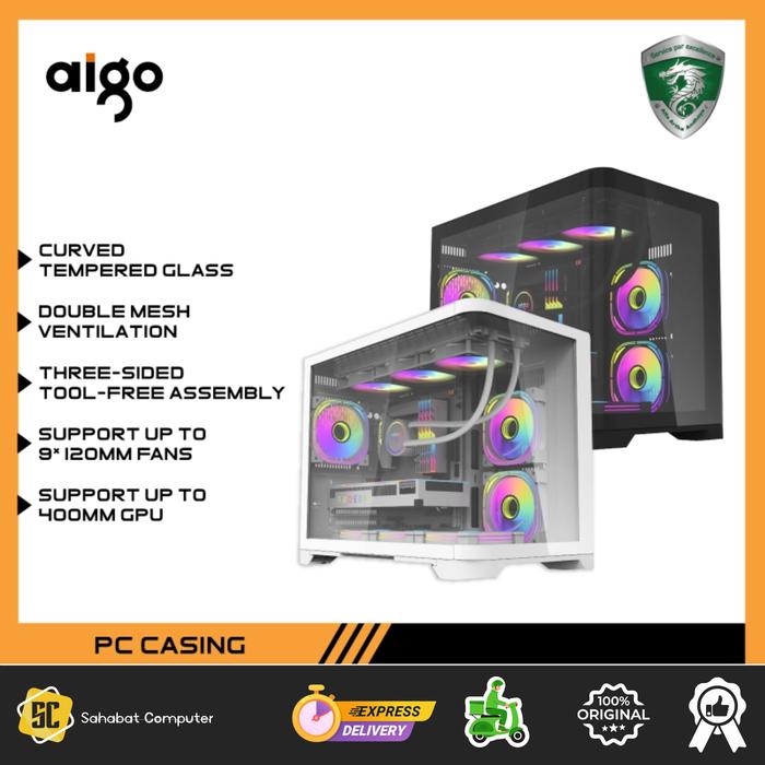 Jual CASING PC AIGO | ARC1 CURVE TEMPERGLAS | TANPA FAN - Hitam - Kota ...