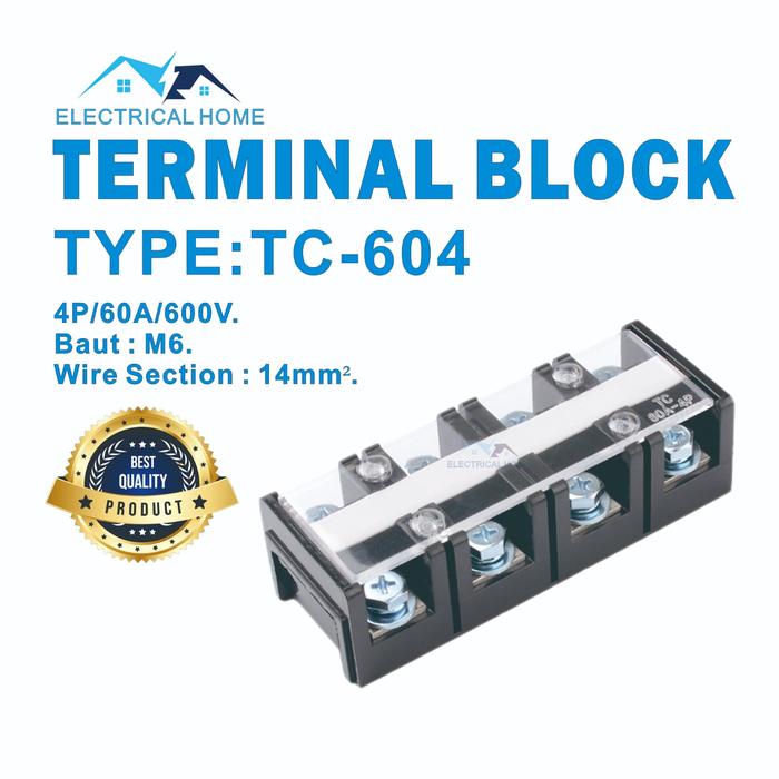 Jual TERMINAL BLOCK TC 604 (60A 4Pole) - Kota Surabaya - Electrical Home | Tokopedia