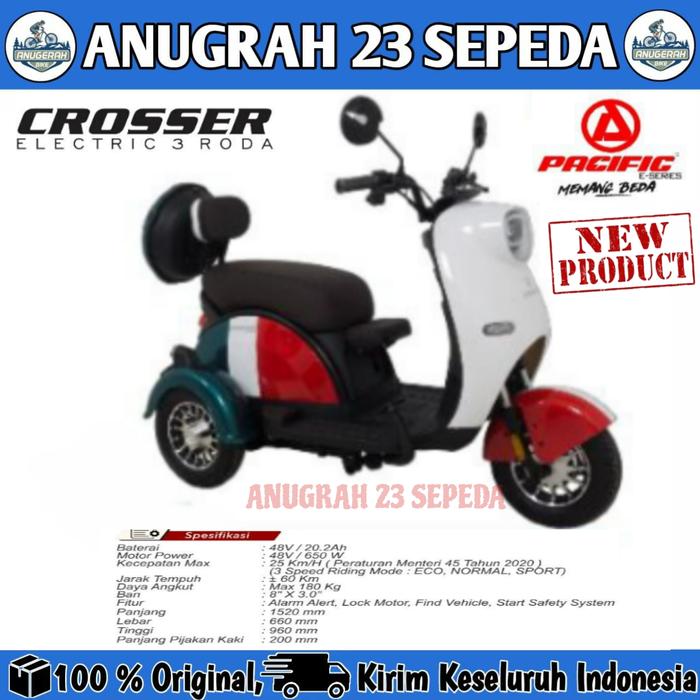 Jual Sepeda Listrik Roda Tiga PACIFIC CROSSER 500 Watt Electric E Bike ...
