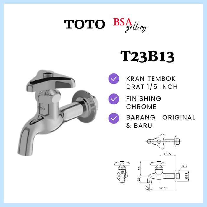 Jual KERAN AIR TOTO T23B13 KRAN TEMBOK TAMAN TOTO ORIGINAL / KRAN AIR ...