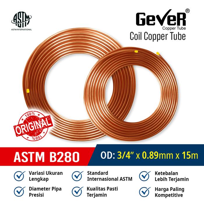 Jual Pipa Tembaga 3/4 x 0.89mm ASTM B280 x 15 meter - Kota Surabaya - Globalpipa | Tokopedia