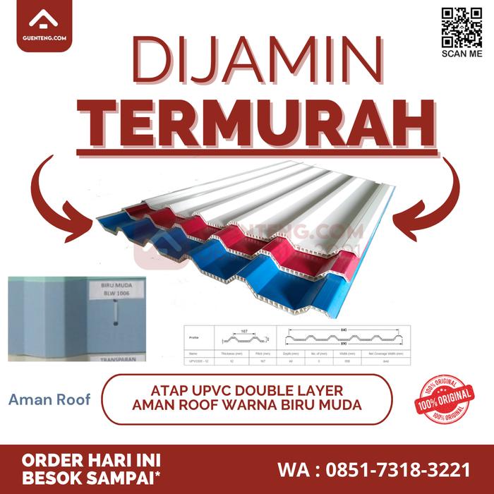 Jual Atap Upvc Double Layer Aman Roof Warna Biru Muda TERMURAH - Kota ...