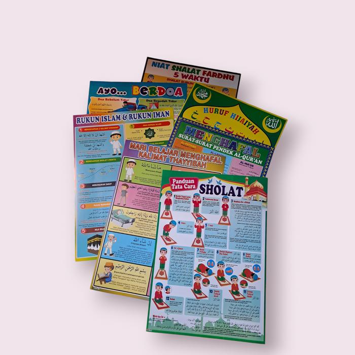 Jual PAKET 7 POSTER EDUKASI ANAK BELAJAR SERI GAMBAR/NIAT SOLAT 5 WAKTU ...