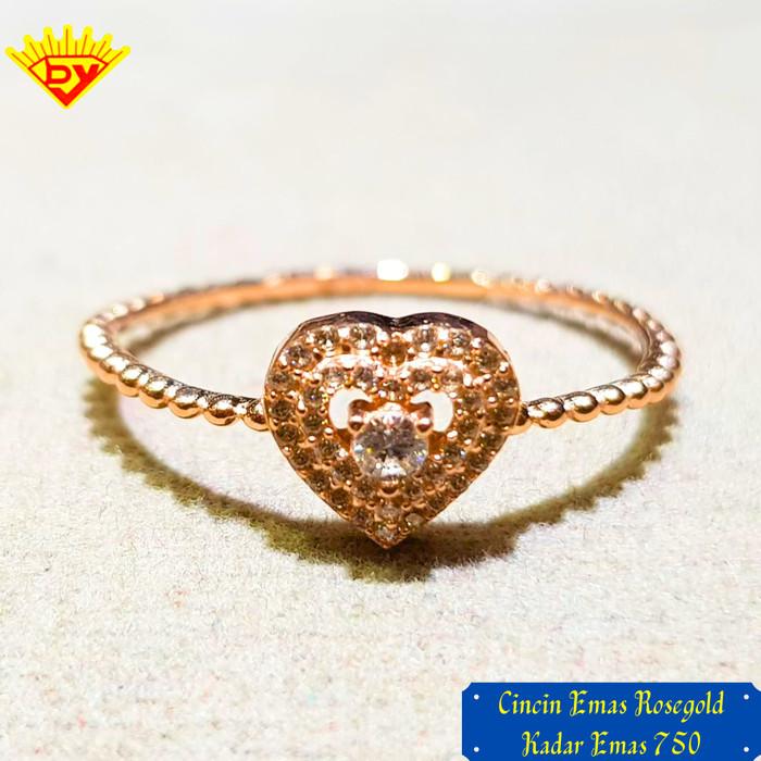 Jual Cincin Emas Rosegold Permata Zirconia 02 Kadar Emas 750 - Jakarta ...