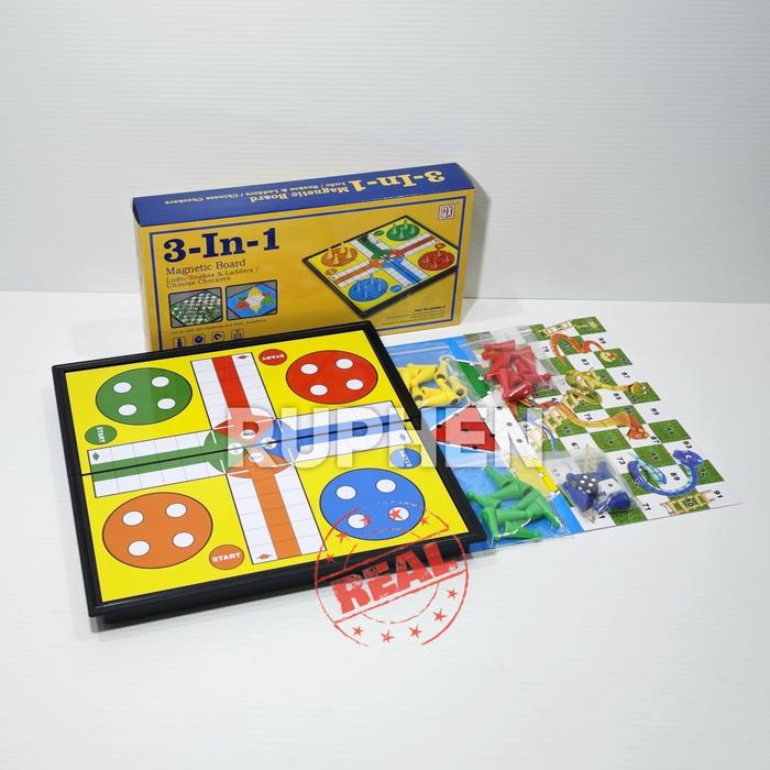 Jual Magnetic Board Game 3 in 1 Ludo, Ular Tangga, Halma Papan Magnet ...
