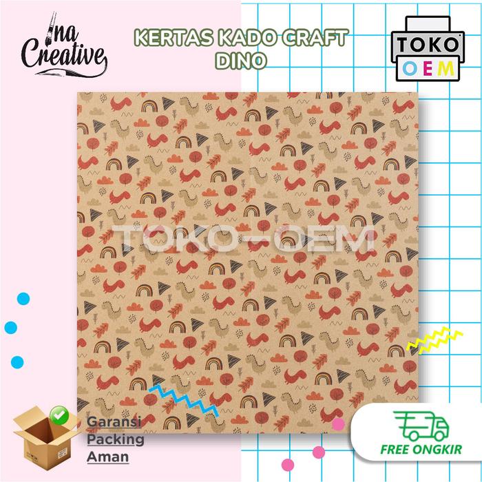 Jual 10 LEMBAR KERTAS KADO CRAFT PAPER BROWN KRAFT INA CREATIVE - DINO ...