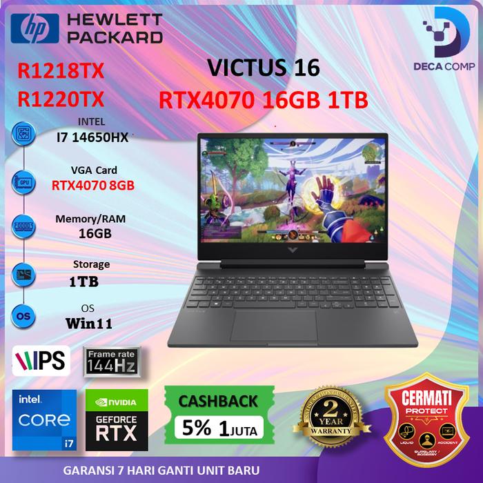 Promo HP Victus Gaming 16-R1218TX/R1220TX i7-14650HX RTX4060 16GB 1TB ...