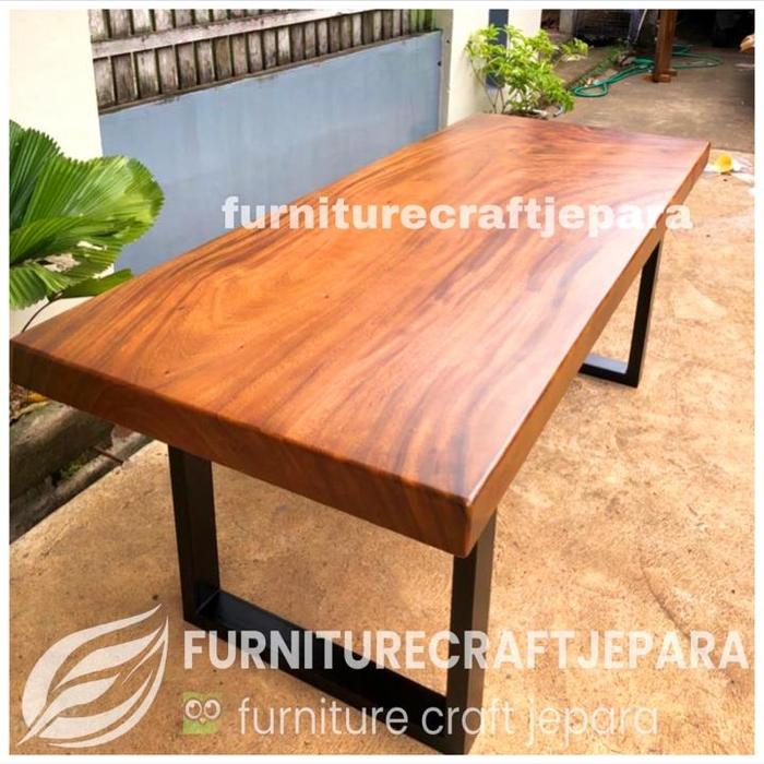 Jual MEJA SOLID TREMBESI KAKI BESI TOP MEJA SISI RATA 180 X 100 X 75 CM ...