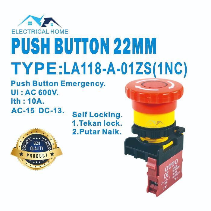 Jual Push Button Emergency Stop 22mm OTTO Self Locking - Kota Surabaya ...