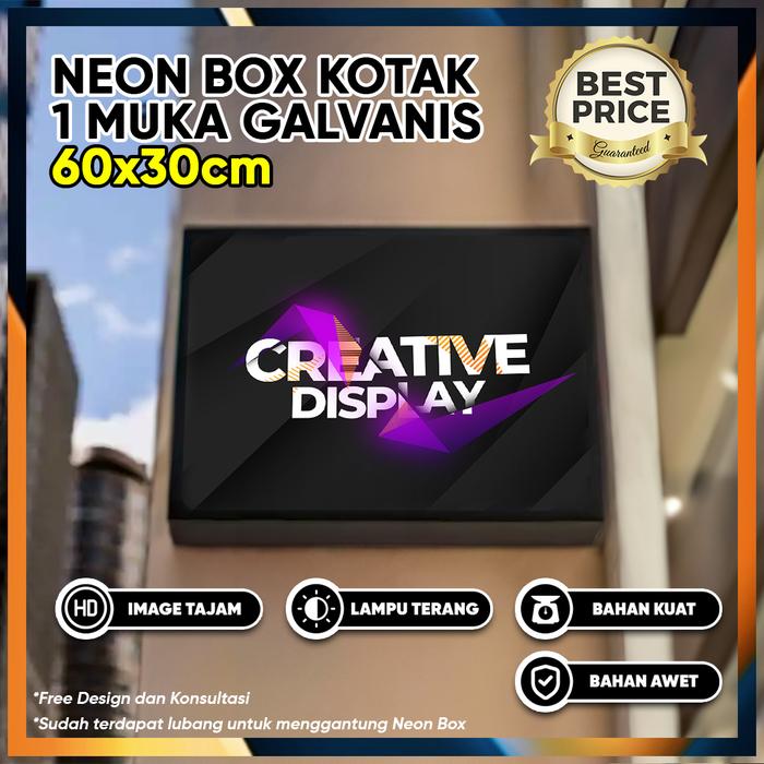 Jual Lampu Neon Box Kotak 60x30cm 1 Sisi Galvanis Besi Tinggal Pasang ...