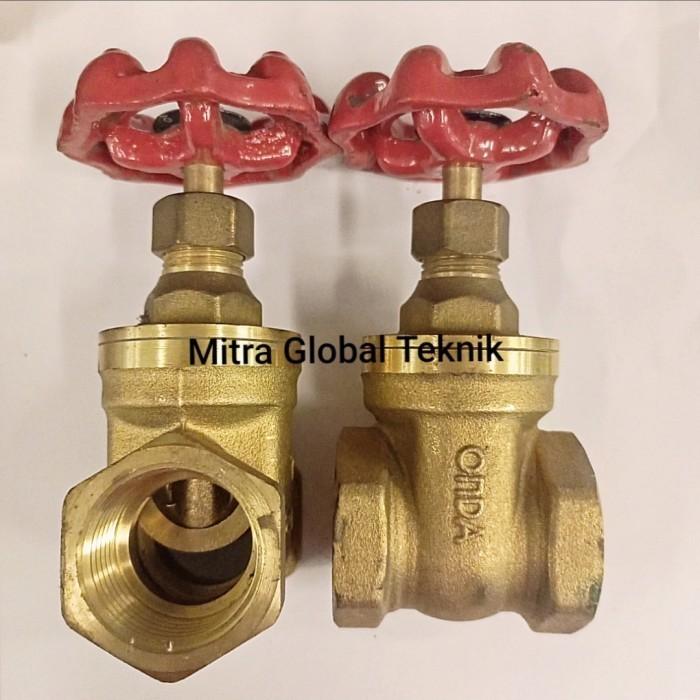 Jual Gate Valve Onda Kuningan Drat 1-1/4" Inch / DN32 Original 100% ...