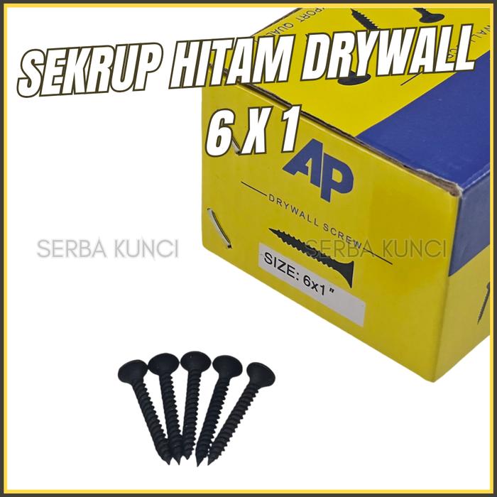 Jual Sekrup Drywall 6x1 Merk AP Hitam Baja untuk Kayu Triplek Multiplek ...