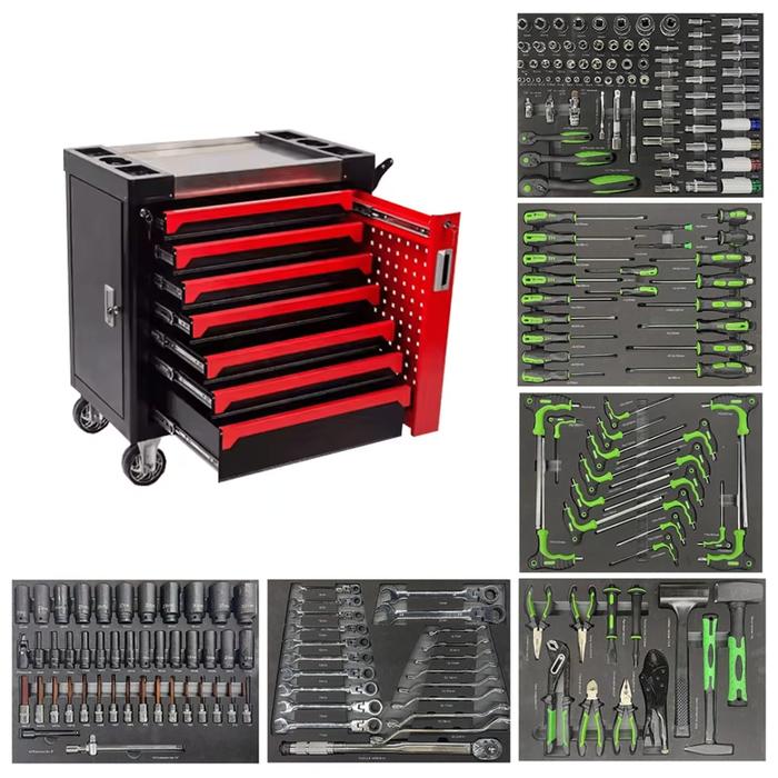 Jual Tool Box Trolley Cabinet + Tool Kit Set 7 Susun 420 pcs 7 drawer tools - Merah - Kab ...