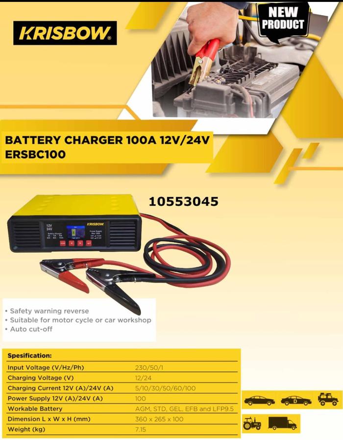 Jual KRISBOW BATTERY CHARGER 100A 12V/24V 10553045 - Jakarta Barat ...
