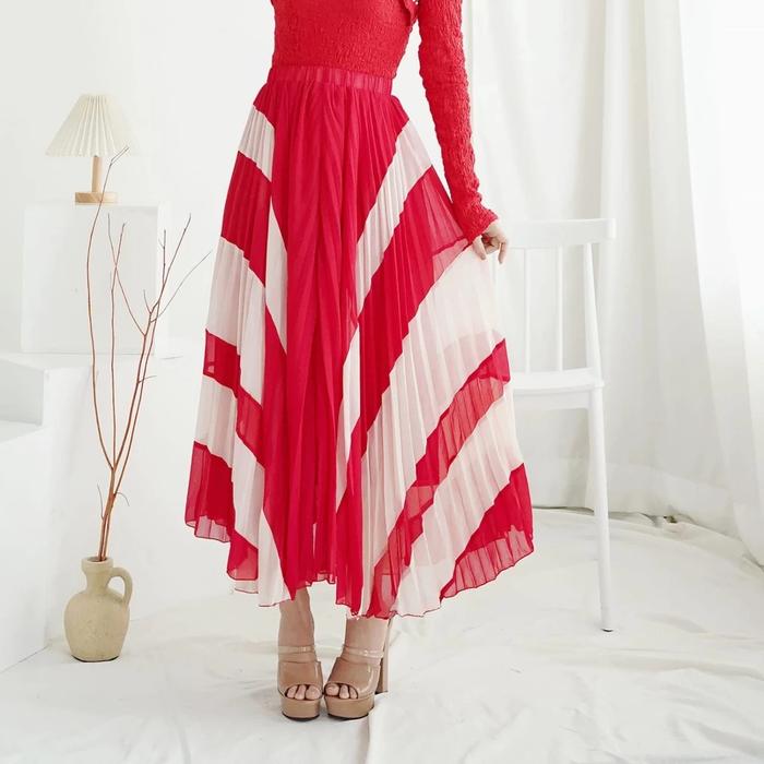 Jual rok merah putih bendera indonesia maxi long skirt rok panjang ...