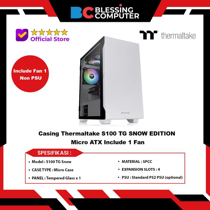 Promo Casing Thermaltake S100 TG SNOW EDITION Micro ATX Include 1 Fan ...