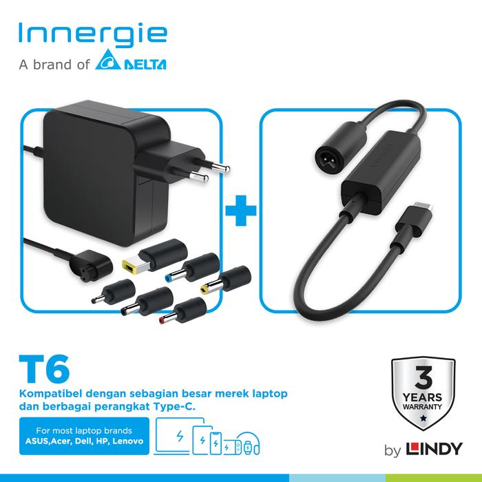 Promo Adapter INNERGIE T6 for Laptop Universal 65W 45W 19.5V 3.42A ...