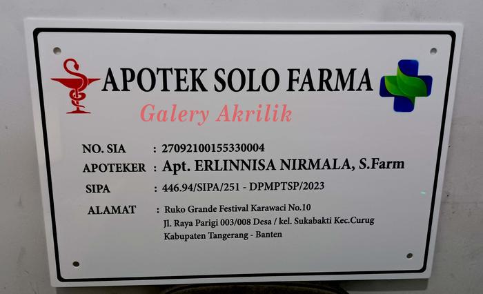 Jual Papan Nama APOTEK, Sign Label Akrilik, Sign Board Akrilik Apoteker ...