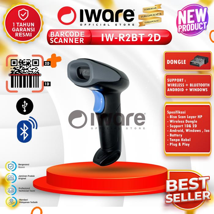 Promo Barcode Scanner 2D Iware R-2BT Wireless Bluetooth Dongle Cicil 0% ...