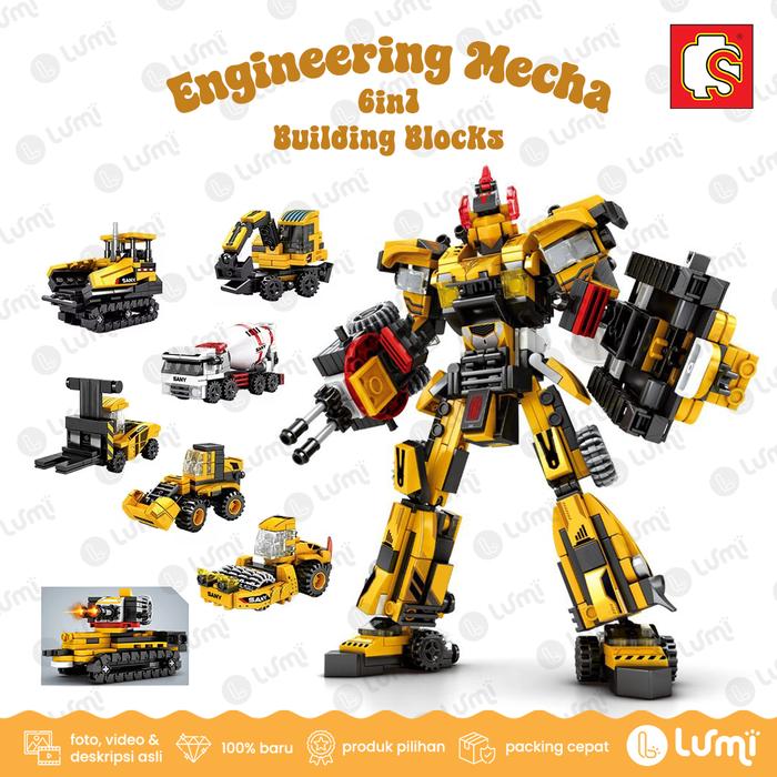 Promo LUMI Sembo Block SANY ENGINEERING Heavy Industry 6in1 Set ...