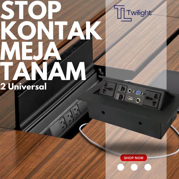 Jual Stop Kontak Meja Tanam 2 Universal Socket Pop Up Hitam - Jakarta ...