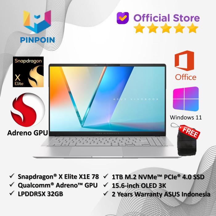 Promo ASUS VIVOBOOK S15 S5507QA OLEDSH11M SNAPDRAGON X ELITE X1E 32GB ...
