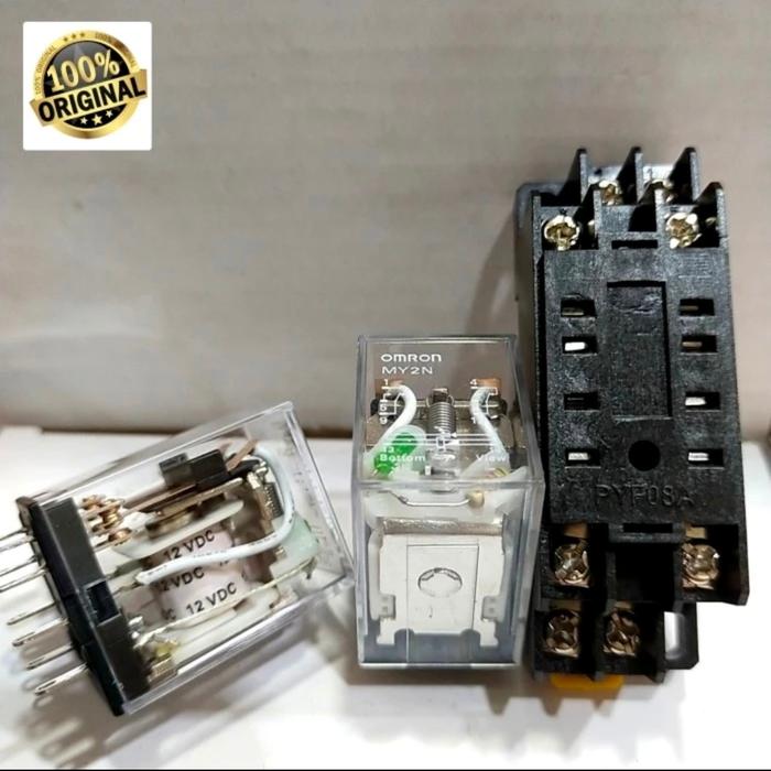 Jual relay Omron original my2 my2n 12vdc 8kaki set socket/relay Omron ...
