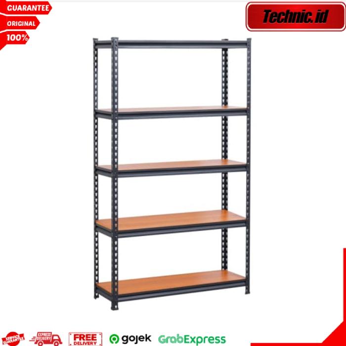 Jual Informa Isley Rak Metal 5 Tingkat Shelves Racking Walnut Black Rak ...