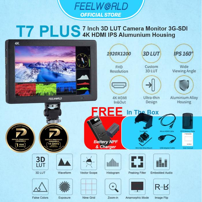 Promo FEELWORLD T7 Plus 7 inch Monitor Camera 3D LUT IPS 4K HDMI ...
